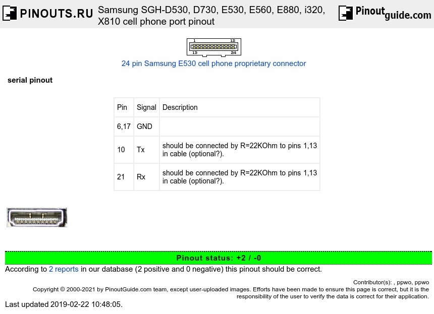 Samsung D530 @ pinouts.ru